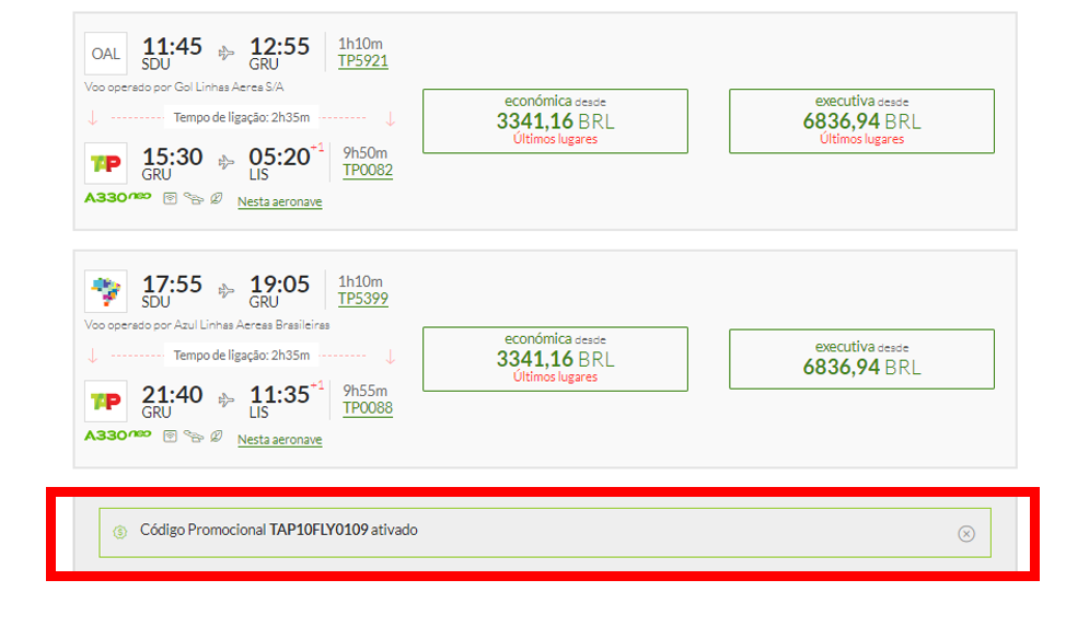 Cupom de 20% de desconto nas passagens da TAP AIR PORTUGAL
